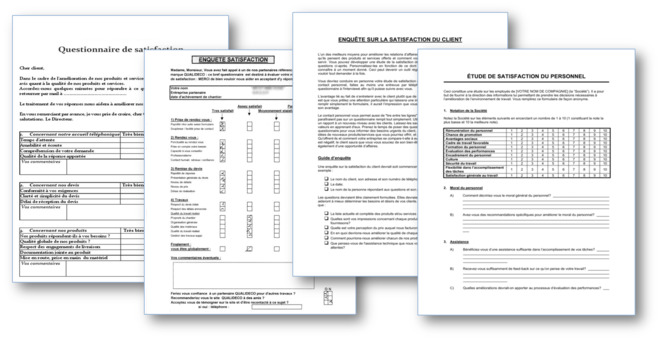 Modèles de questionnaire de satisfaction sur Word - Modèles Word