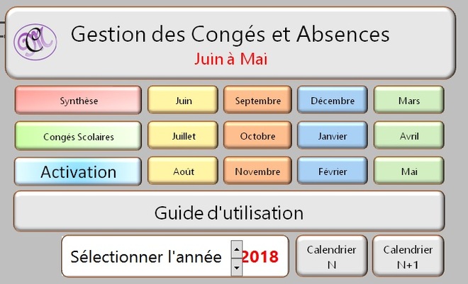 Application Excel de gestion des congés et absences