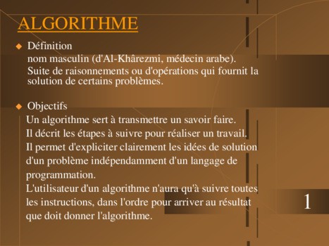 algorithme définition française