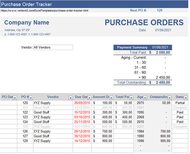10 Purchase Order Template Microsoft Excel Excel Templates Riset