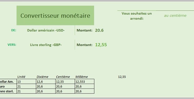 Application Excel convertisseur monétaire