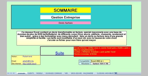 Modèle de facture maçonnerie Excel