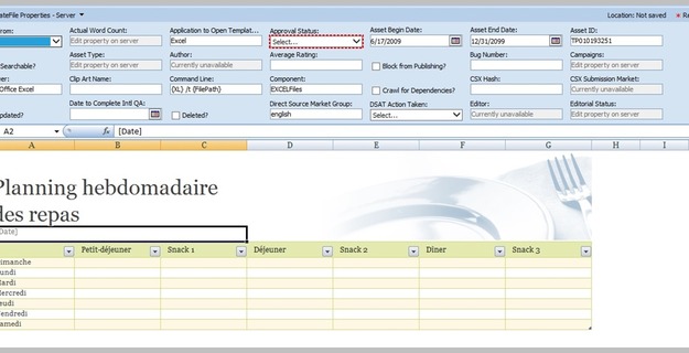 Modèle de planning des repas sous Excel