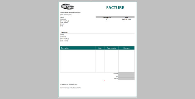 Modèle De Facture De Location De Voiture Sur Excel – KYPB