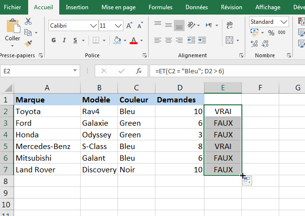 Excel : les fonctions logiques (ET, OU, OUX et NON) - Tutoriel Excel