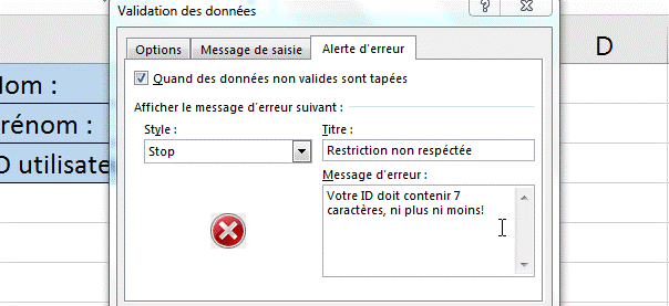Excel : comment afficher un message d'erreur ou de saisie
