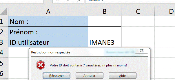 Excel : comment afficher un message d'erreur ou de saisie